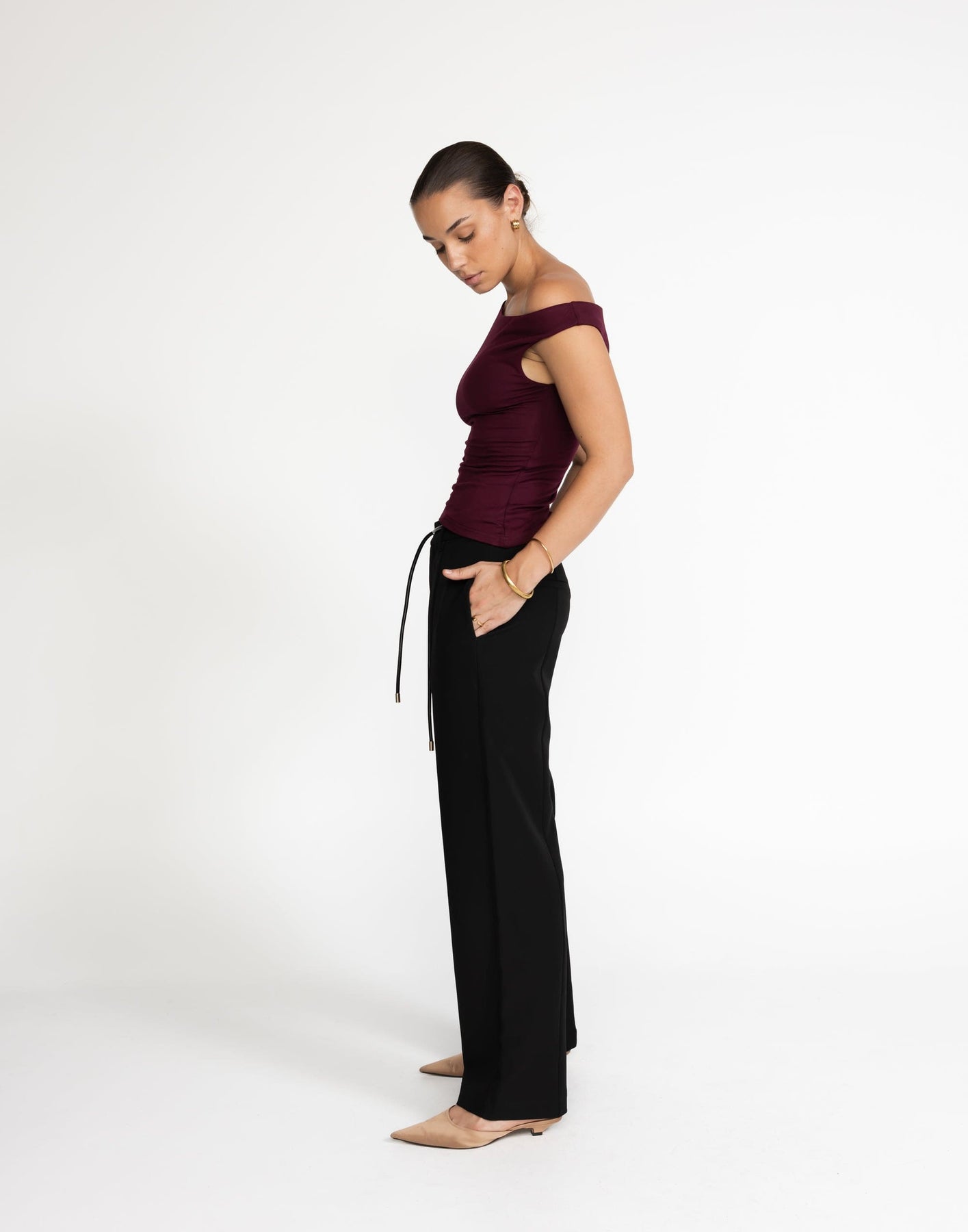 Lulu Top (Plum) | CHARCOAL Exclusive - Bodycon Off-Shoulder Top